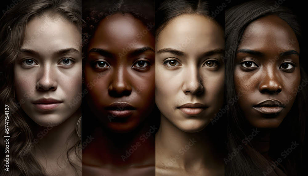 Many diverse ethnic groups, different young people group headshots in ...