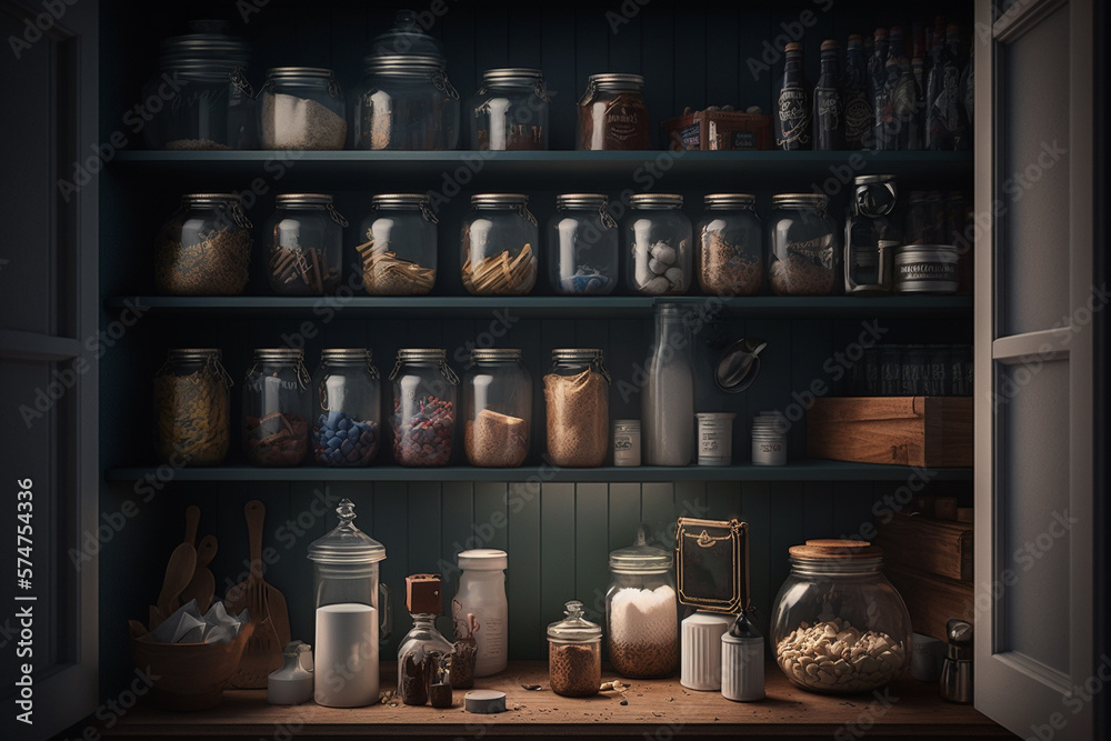 Pantry, created by a neural network, Generative AI technology Stock ...