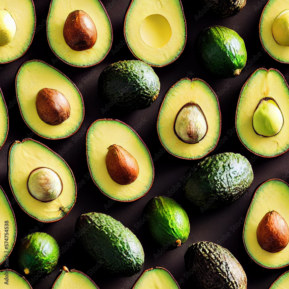 Avocado background, seamless texture, top view. Natural product ...