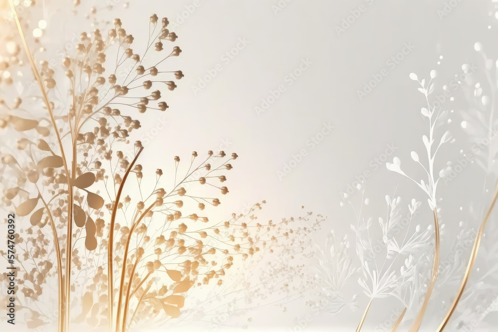 Spring Summer nature flower plants white gold with empty copy space for ...