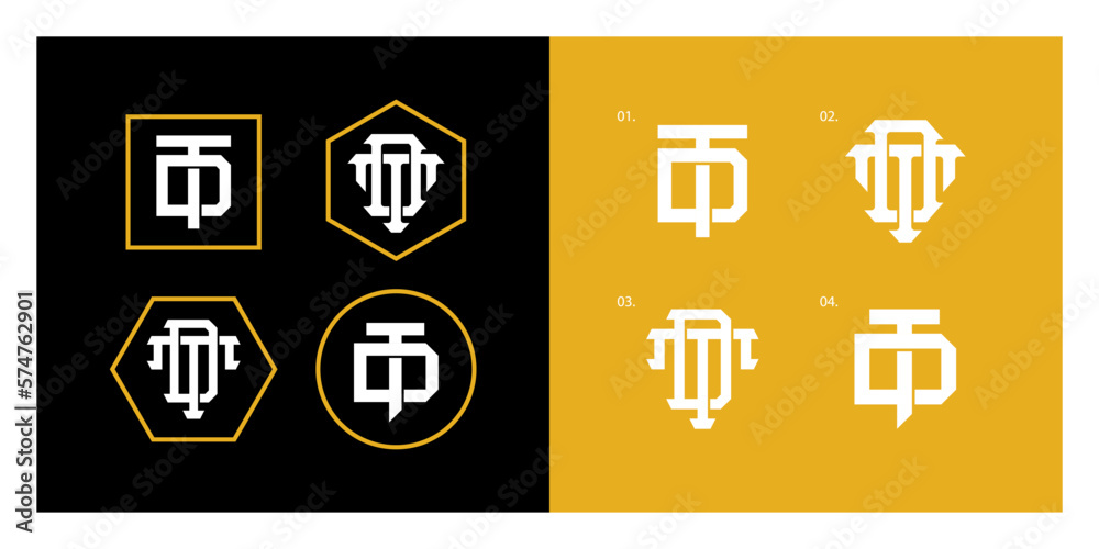 Monogram collection letter DT or TD with interlock style good for brand ...