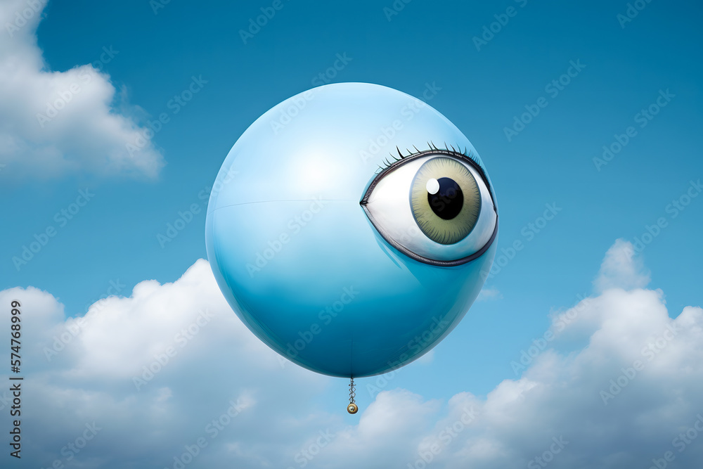 Spy eye balloon of UFO Aliens, data surveillance and monitor ...