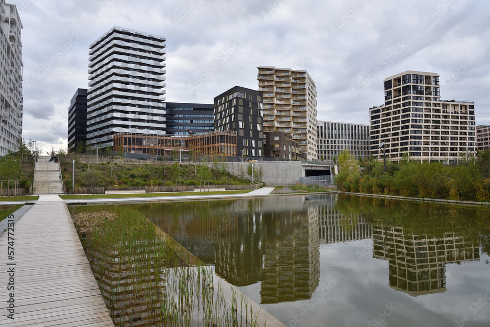 Modern, Futuristic Apartment Buildings at Martin Luther King Park in ...