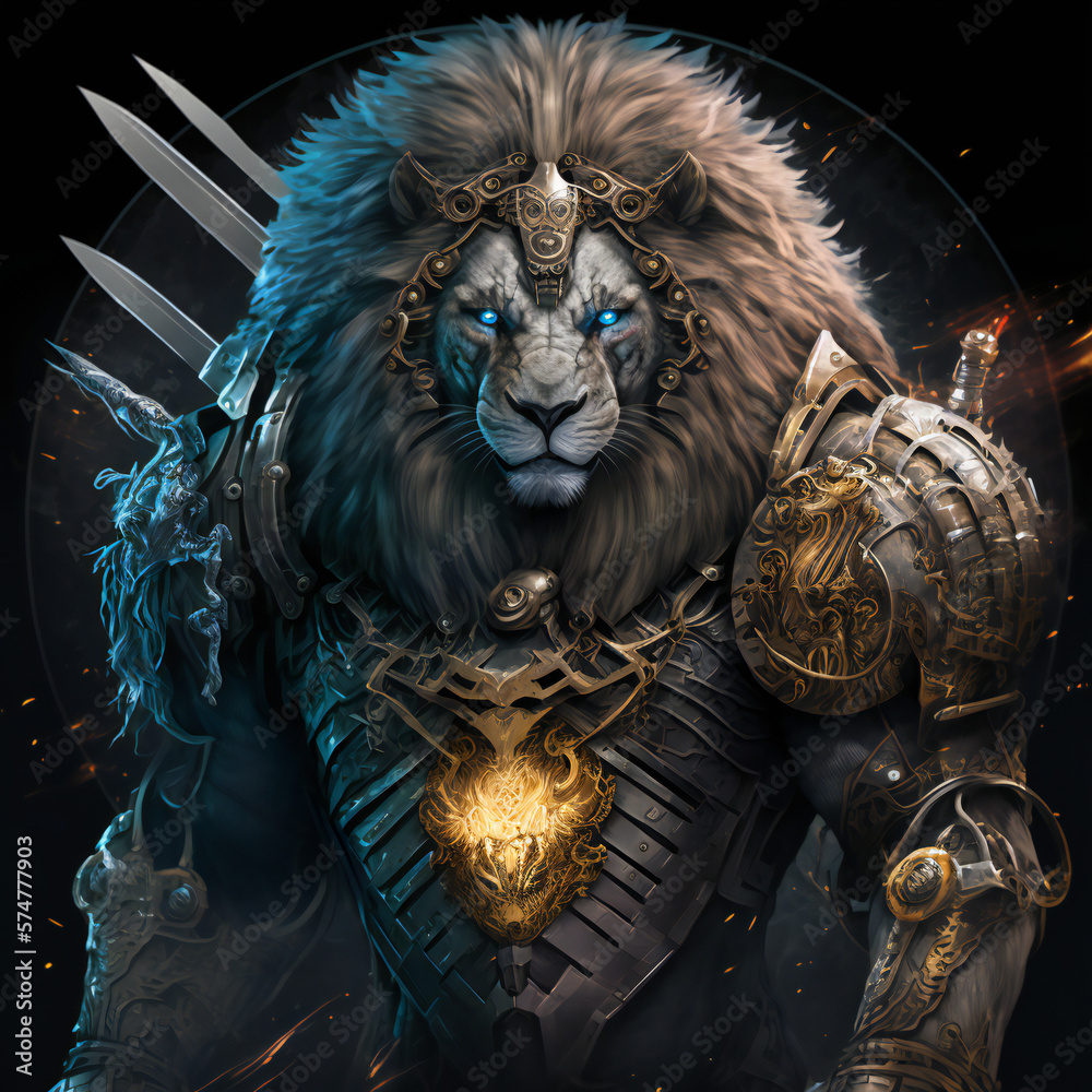 cybersecurity lion warrior, protector of data, lion warrior in epic ...