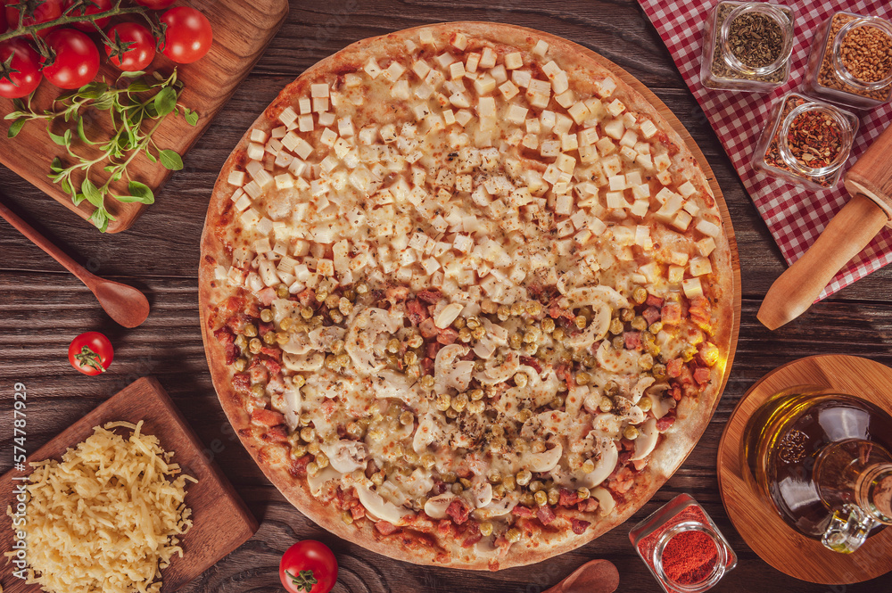 Brazilian pizza half mozzarella, hearts of palm, oregano and half ...