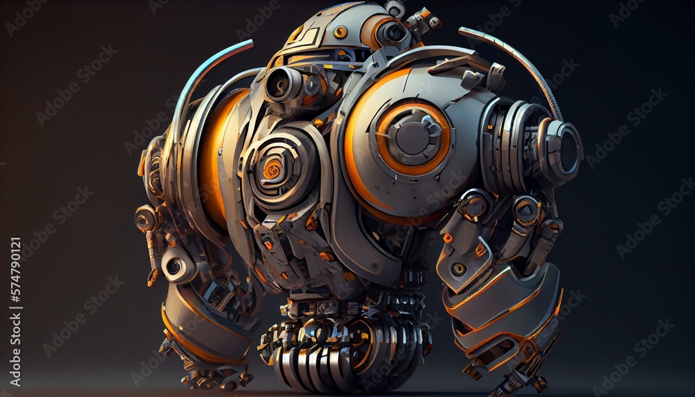 A futuristic robot with intricate details and a sophisticated design ...