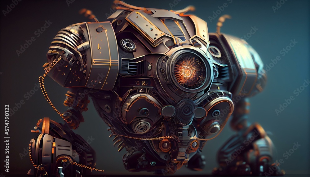 A futuristic robot with intricate details and a sophisticated design ...