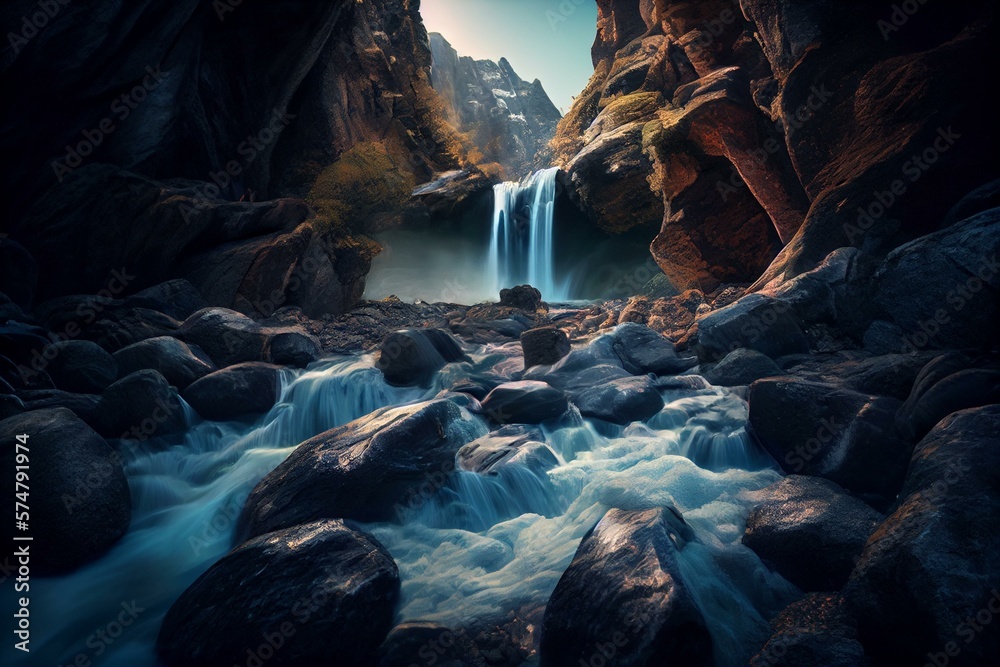 wide angle photography of Waterfalls, hyper detailed, ultra smooth ...