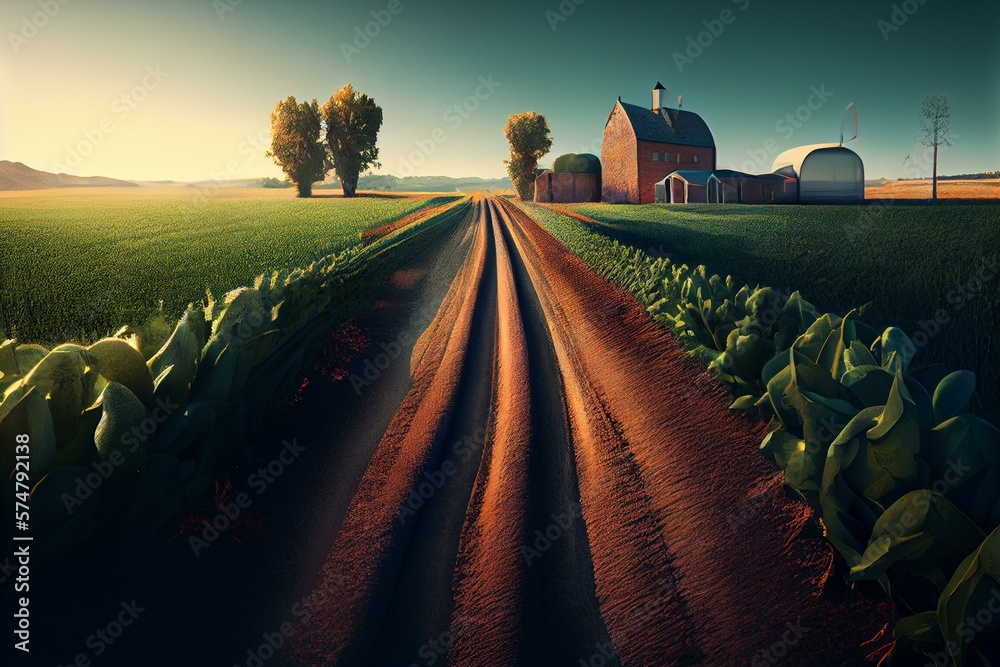 wide angle photography of Agricultural landscapes, hyper detailed ...