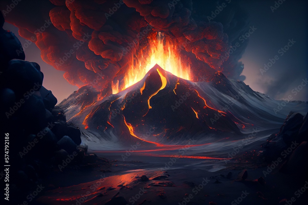 wide angle photography of Volcanoes and geysers, hyper detailed, ultra ...