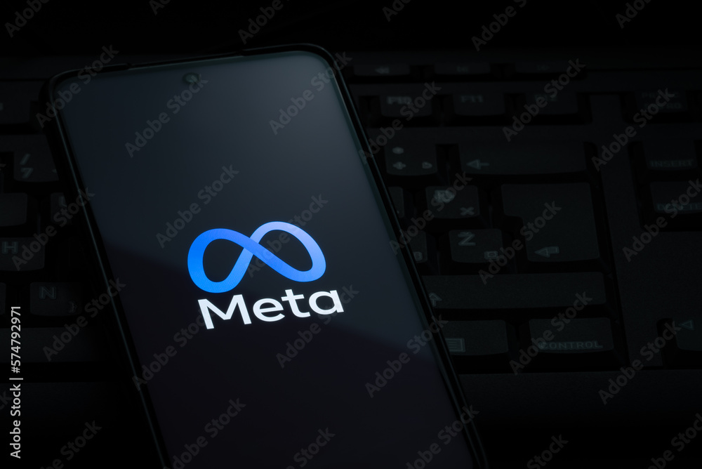 Ljubljana, Slovenia - 21 January 2023: Meta logo on smartphone screen ...