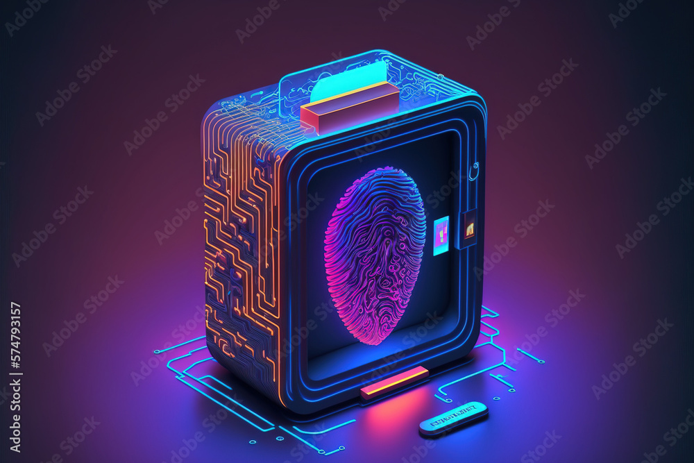 3d Illustration Fingerprint Scan Provides Security Access With Biometrics Identification