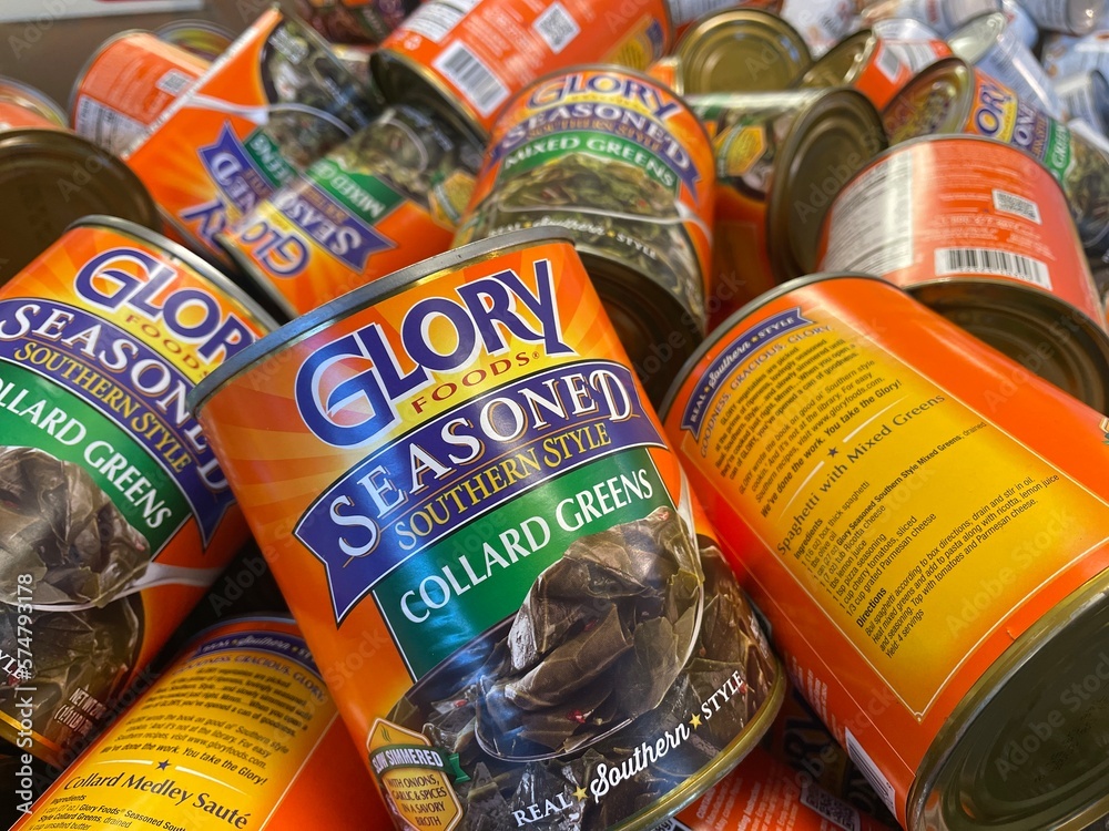 grocery store Glory canned collard greens Stock Photo | Adobe Stock