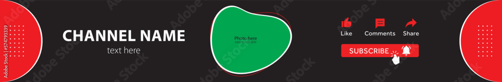 YouTube Channel Red Horizontal Cover design. The header for Social ...