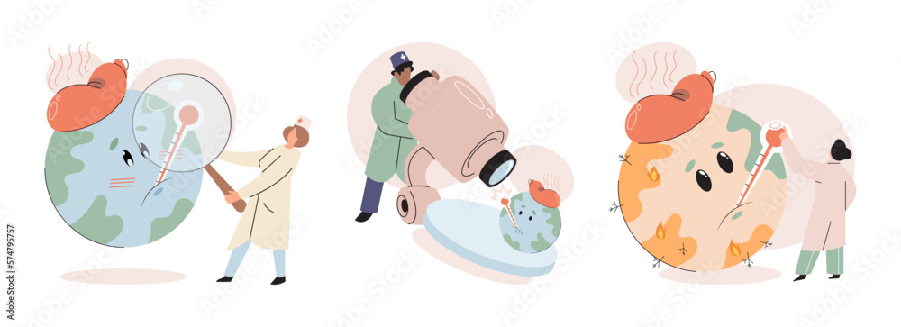 Global warming. High temperature and hot weather Earth. Climate change ...