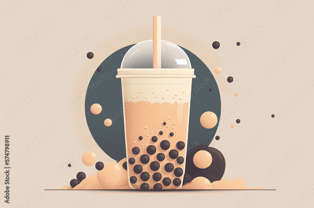 Bubble tea illustration with straw Stock Illustration | Adobe Stock