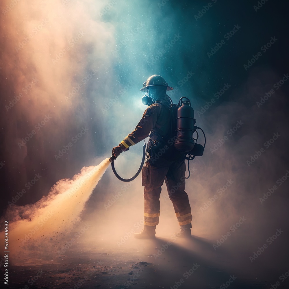 Firefighters safety using twirl water fog type fire extinguisher to ...