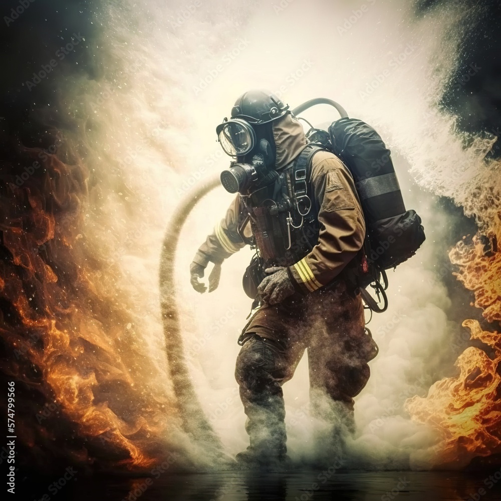 Firefighters safety using twirl water fog type fire extinguisher to ...