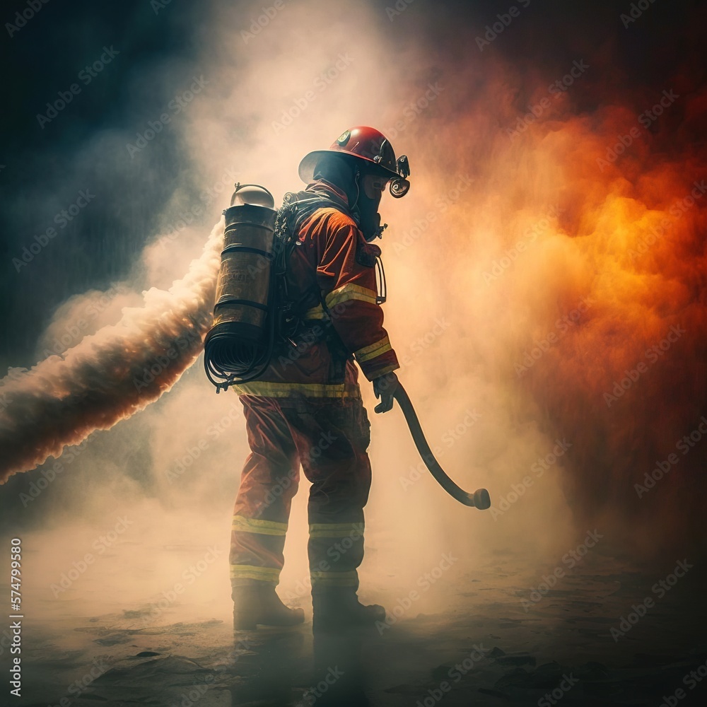 Firefighters safety using twirl water fog type fire extinguisher to ...
