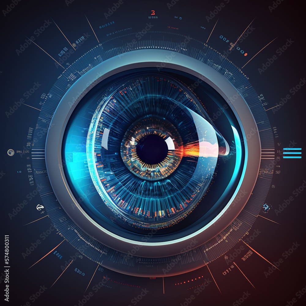 Human eye and high-tech concept, screening big tradingview and digital ...