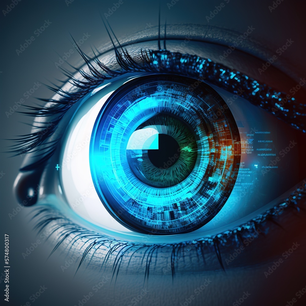Human eye and high-tech concept, screening big tradingview and digital ...