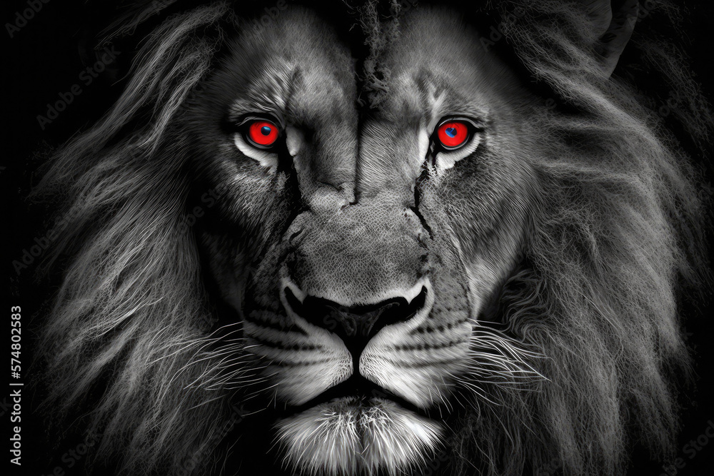 Black Lion With Red Eyes