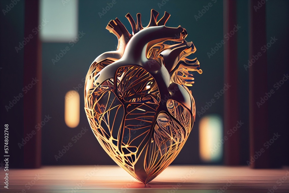 anatomic heart, golden heart, geometric style, human heart, anatomy, AI ...