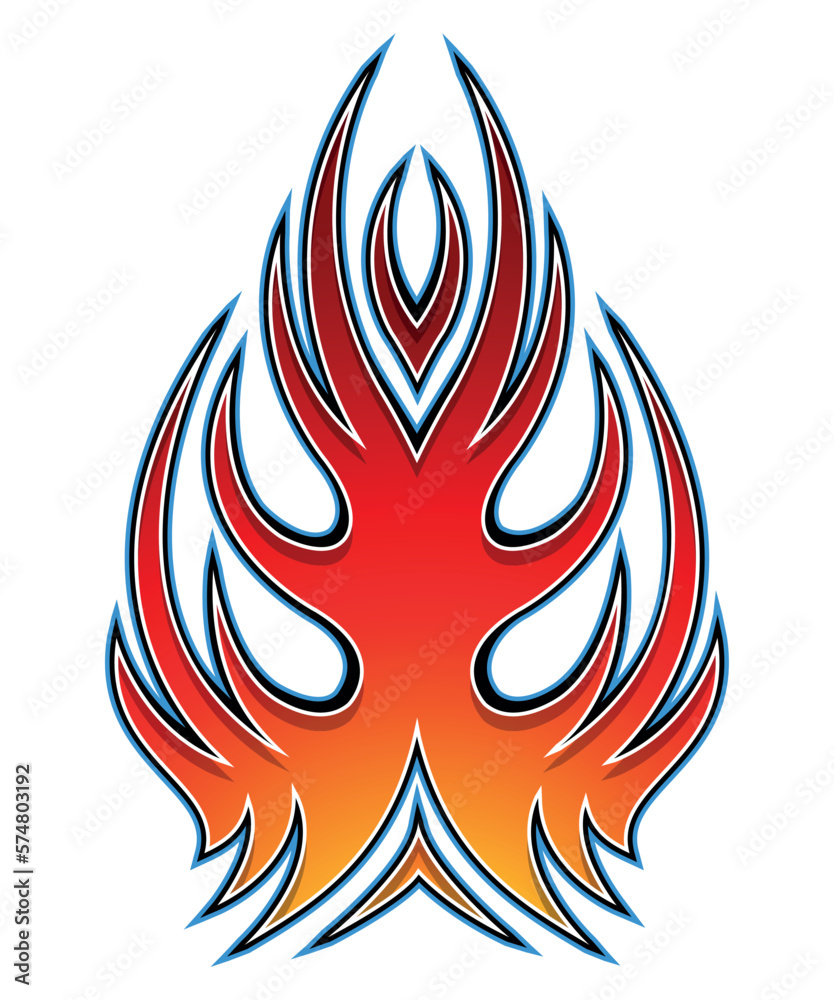 Sports car hood flame decal vinyl sticker graphic. Racing car tribal ...