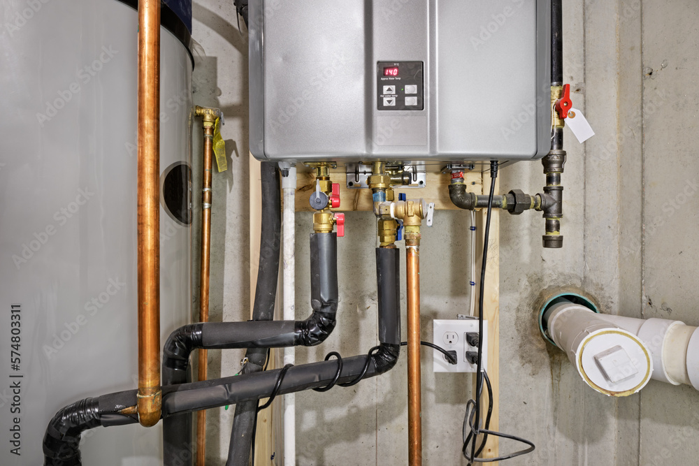 Condensing tankless hot water heater connected to a recirculation ...
