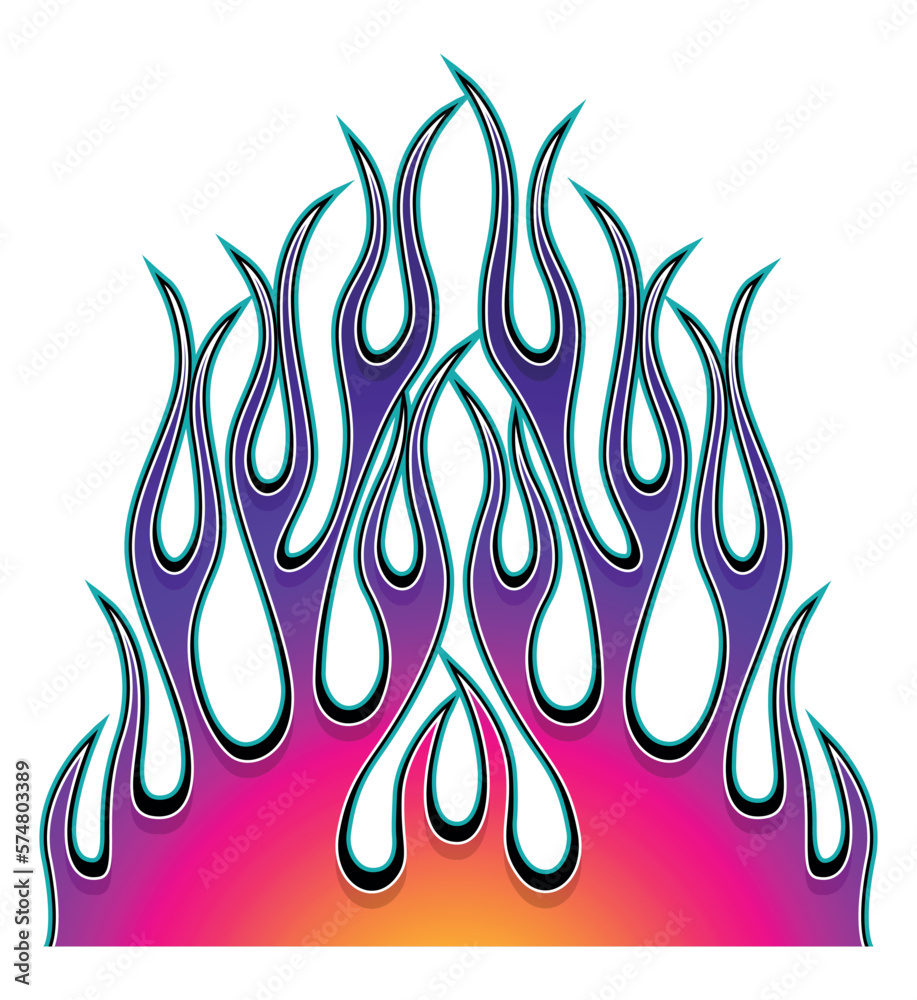 Sports car hood flame decal vinyl sticker graphic. Racing car tribal ...