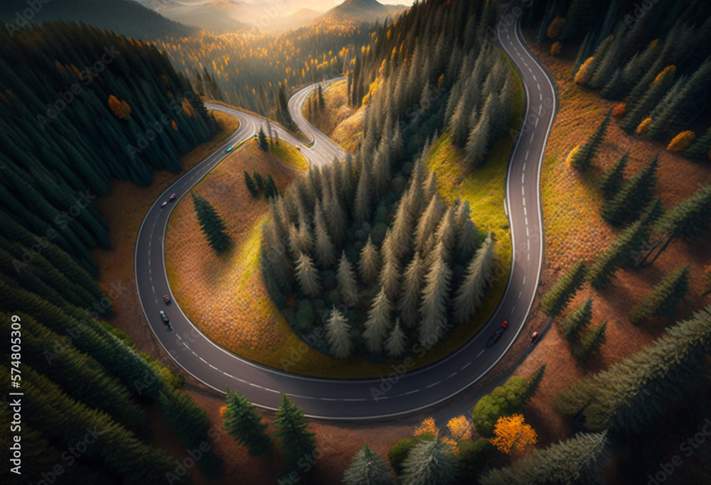 Ai-Generated Render of an Artificial Sky Road Top View Bend: An Aerial ...