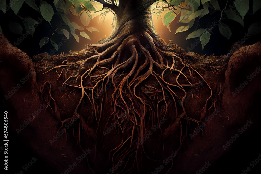 Tree Roots In Soil Close Up, Underground Texture, Illustration ...