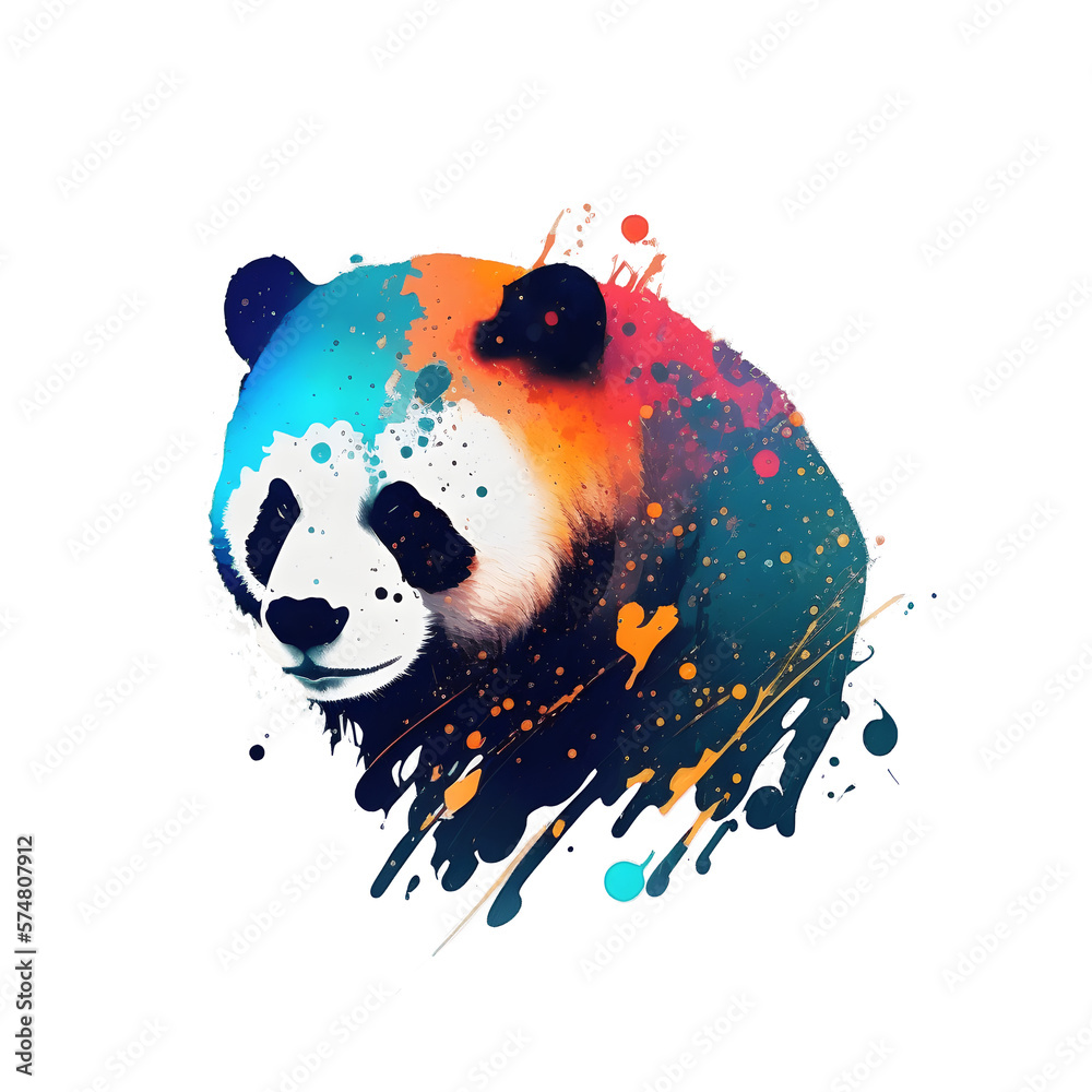 Colorful, minimalistic panda logo. Cool panda sticker. Panda t-shirt ...