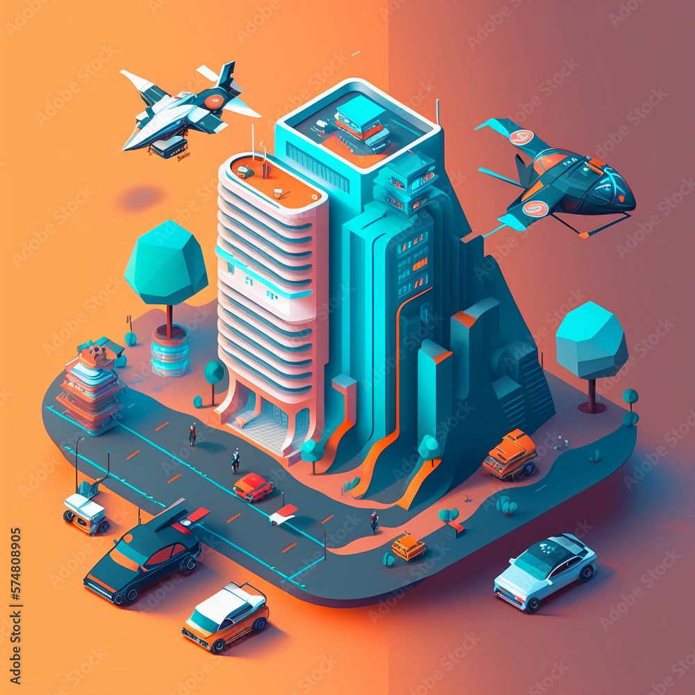 Stockillustratie isometric illustration representing a futuristic city ...