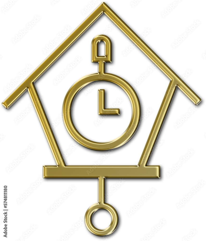 Gold metal Line Art Cuckoo Clock Stock Illustration | Adobe Stock