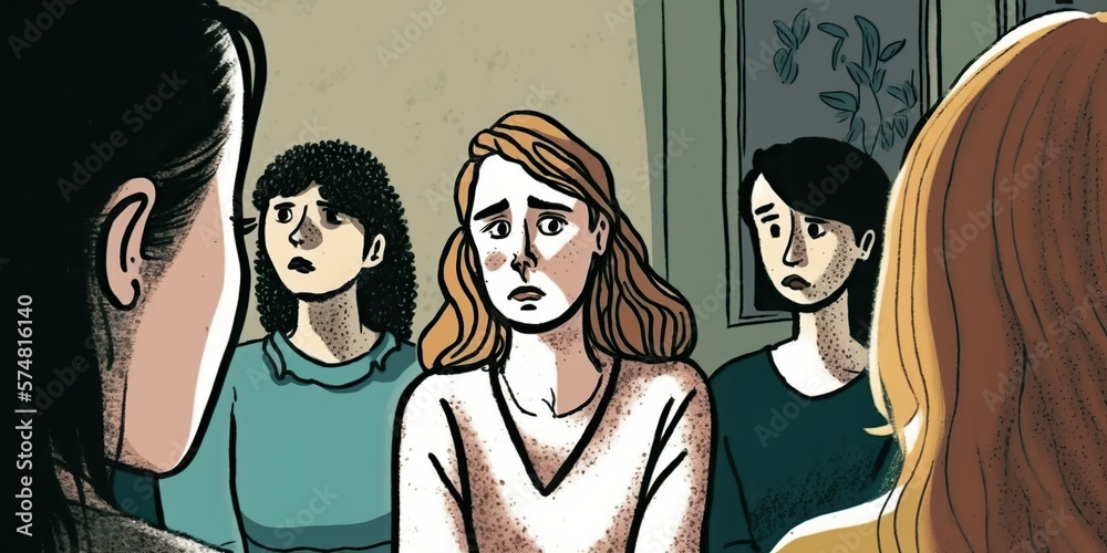 Person seeking professional help such as joining support group to ...