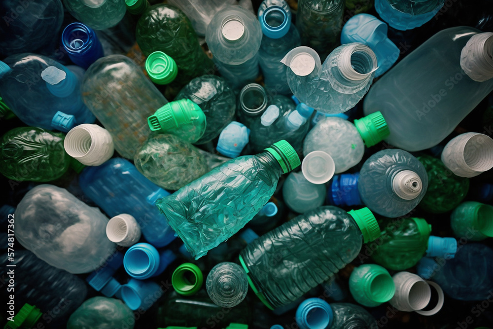 Plastic bottles and other trash in ocean, pollution sea life ...
