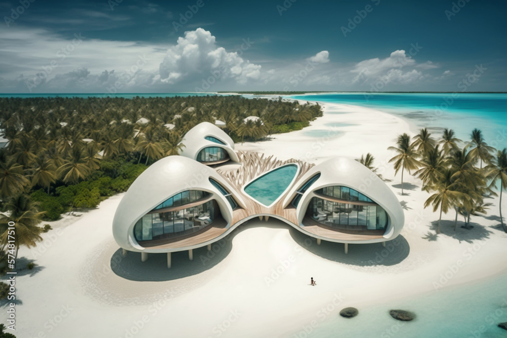 Luxury resort on Maldives island. Award winning architecture on the ...