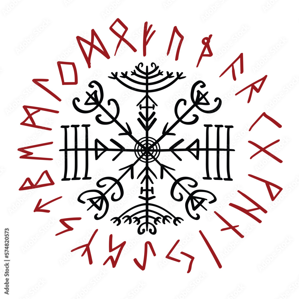 Veldismagn & runic circle - pagan altar cloth, viking Stock Vector ...