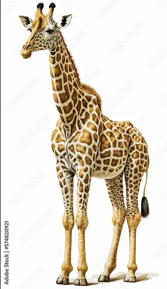 Full Body Illustration of a Giraffe Created by Generative AI Technology ...