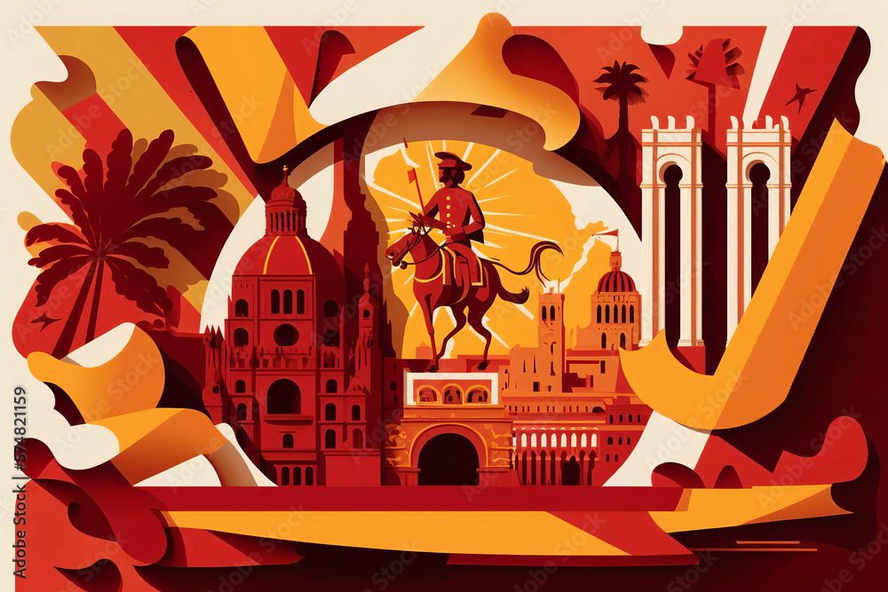 Vibrant culture of Spain, featuring flamenco dancers, bullfighting ...