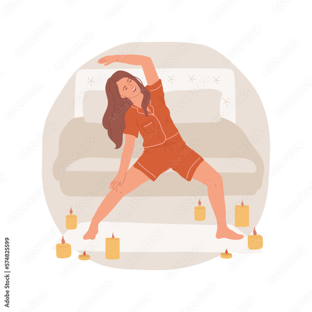 Working out before sleep isolated cartoon vector illustration. Woman ...