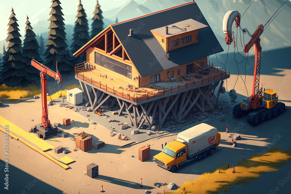 construction phases. house construction, project discussion, foundation ...