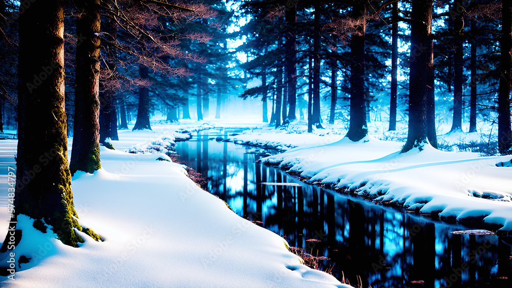 Descubre el Bosque de Invierno en esta Impresionante Obra de Arte, IA ...