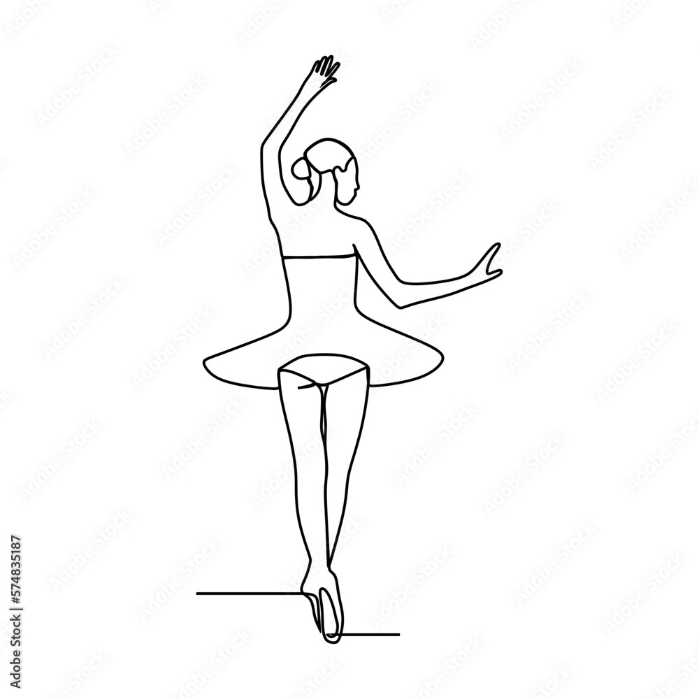 ballerina pose one Line drawing Illustration continuous line art Stock ...