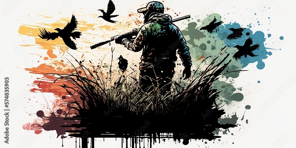 hunter marsh ducks watercolor splash Stock Illustration | Adobe Stock