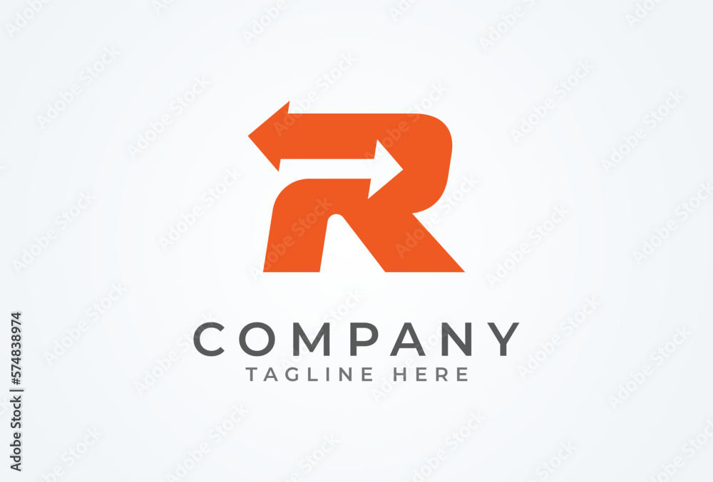 Initial R Logo. letter R with two arrow inside, Usable for Business ...