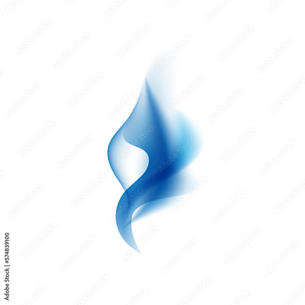 Blue flame Vector illustration isolated on white background Stock ...