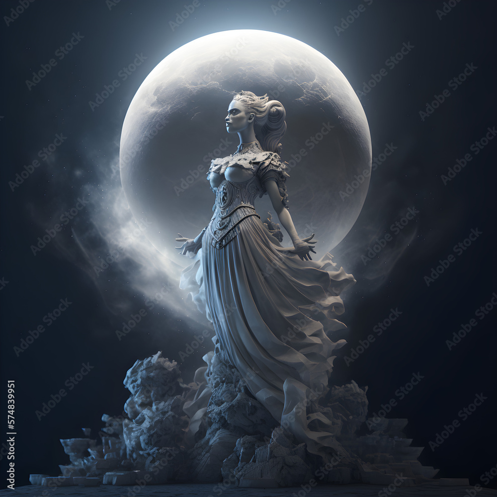Moon goddess statue Stock Illustration | Adobe Stock
