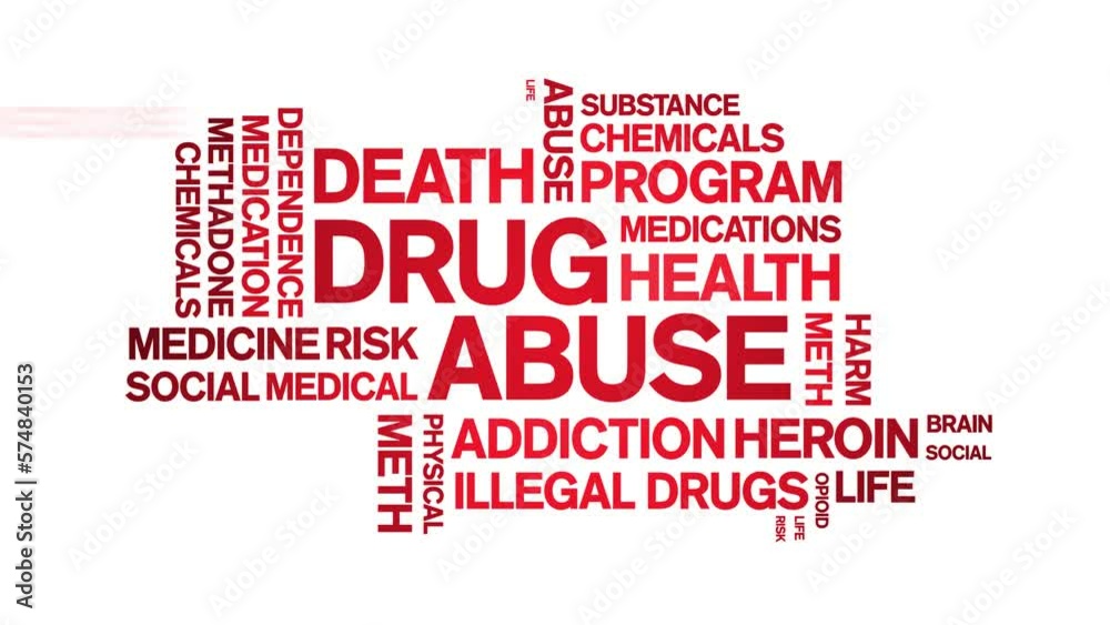 Drug Abuse animated tag word cloud;text design animation kinetic ...